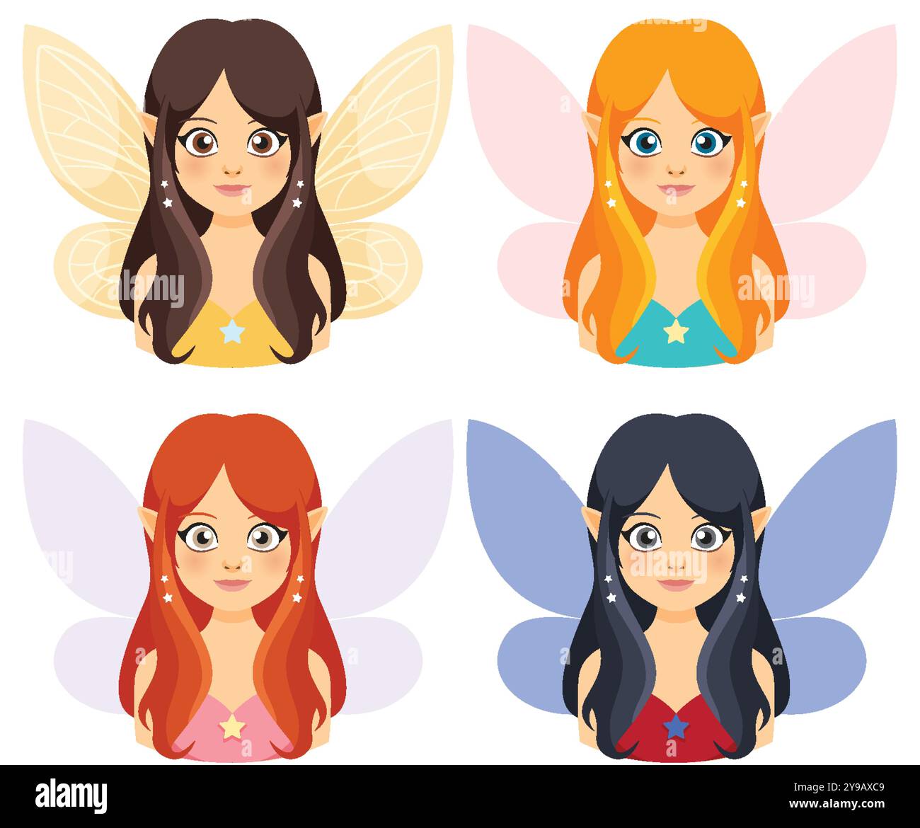 Four fairies with different hair colors Stock Vector Image & Art - Alamy