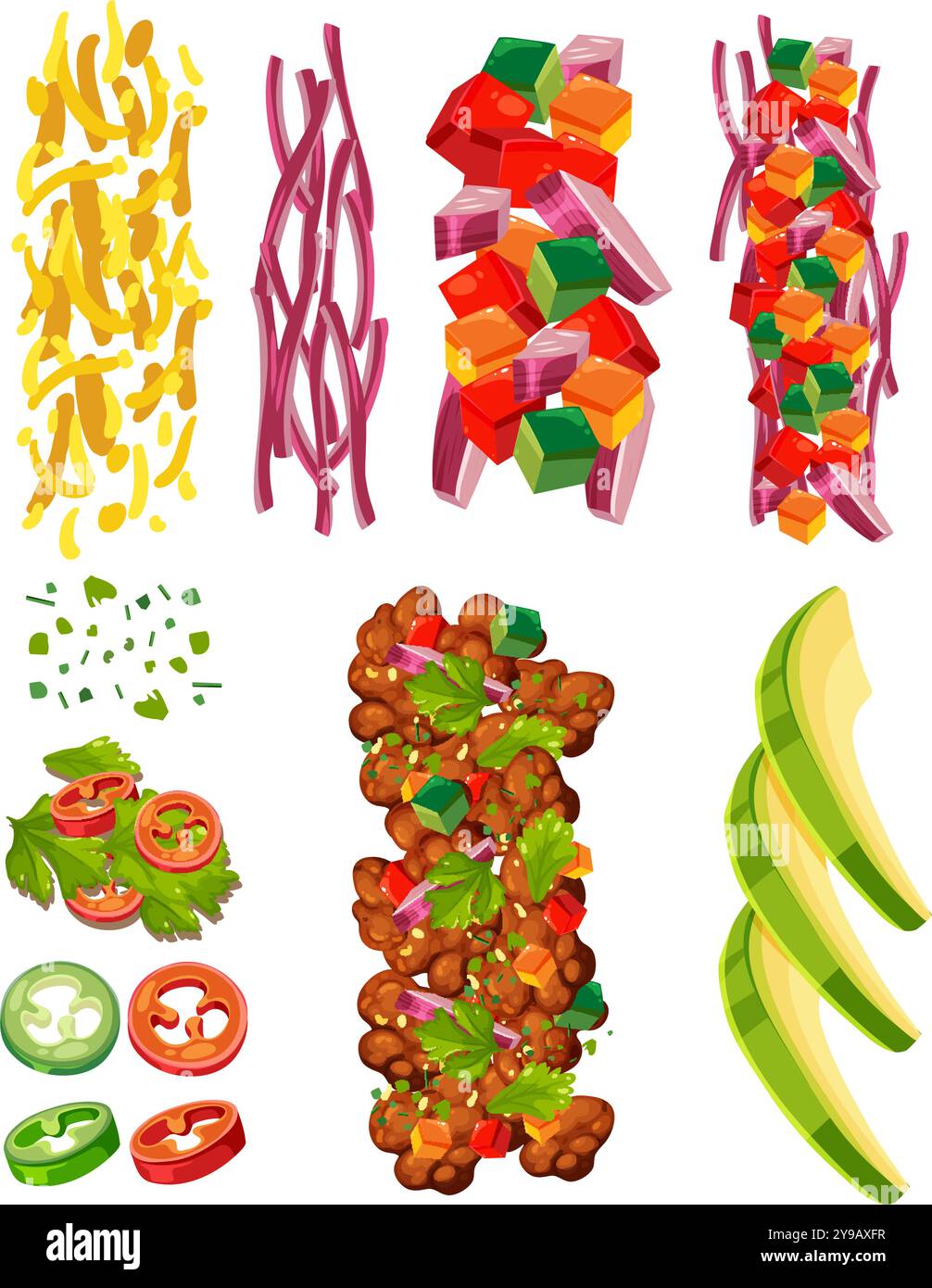 Illustration of various vibrant Mexican food ingredients Stock Vector ...