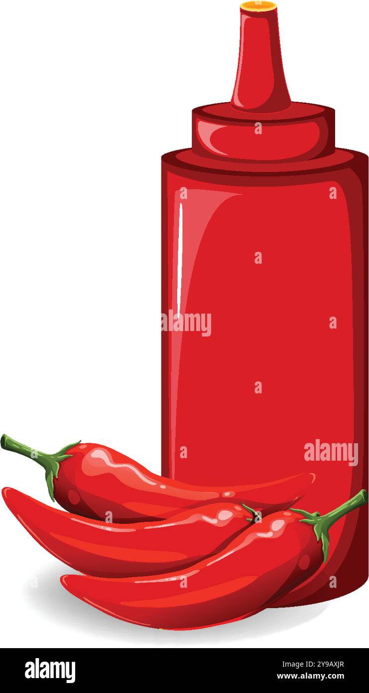 Red bottle with fresh chili peppers Stock Vector Image & Art - Alamy
