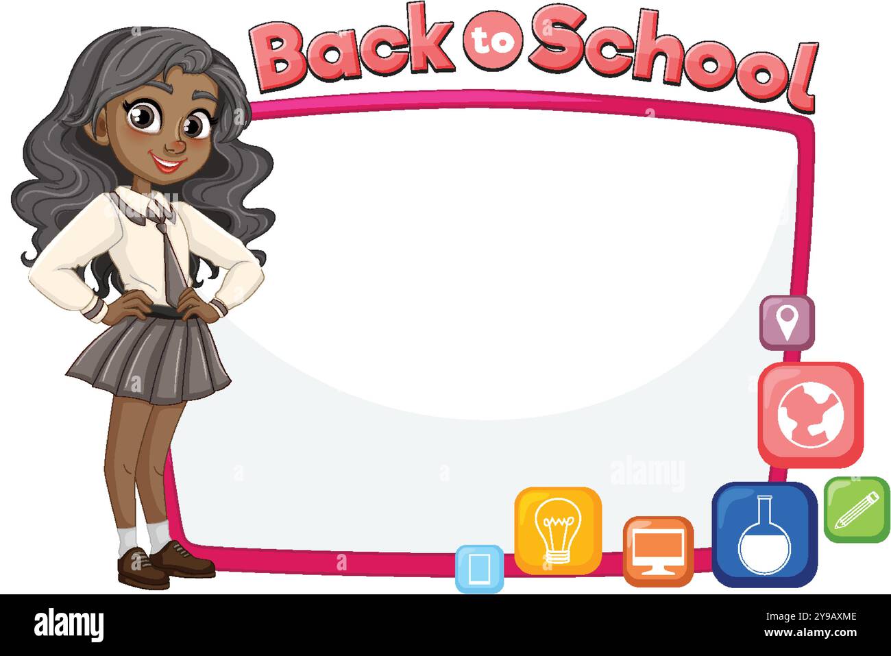 Girl ready for school with icons Stock Vector Image & Art - Alamy