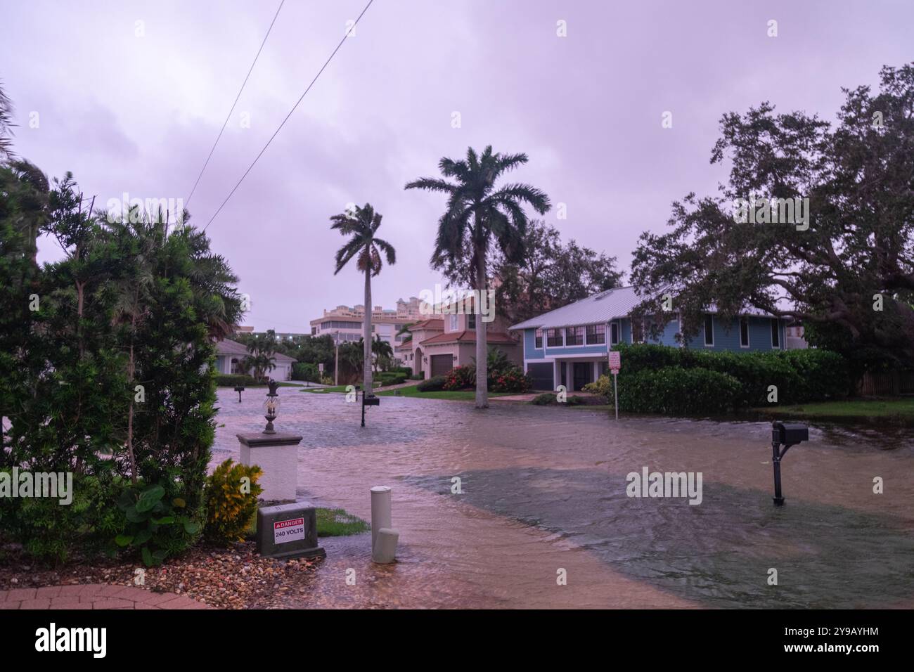 Hurricane Milton storm surge at south end of Marco Island Florida ...