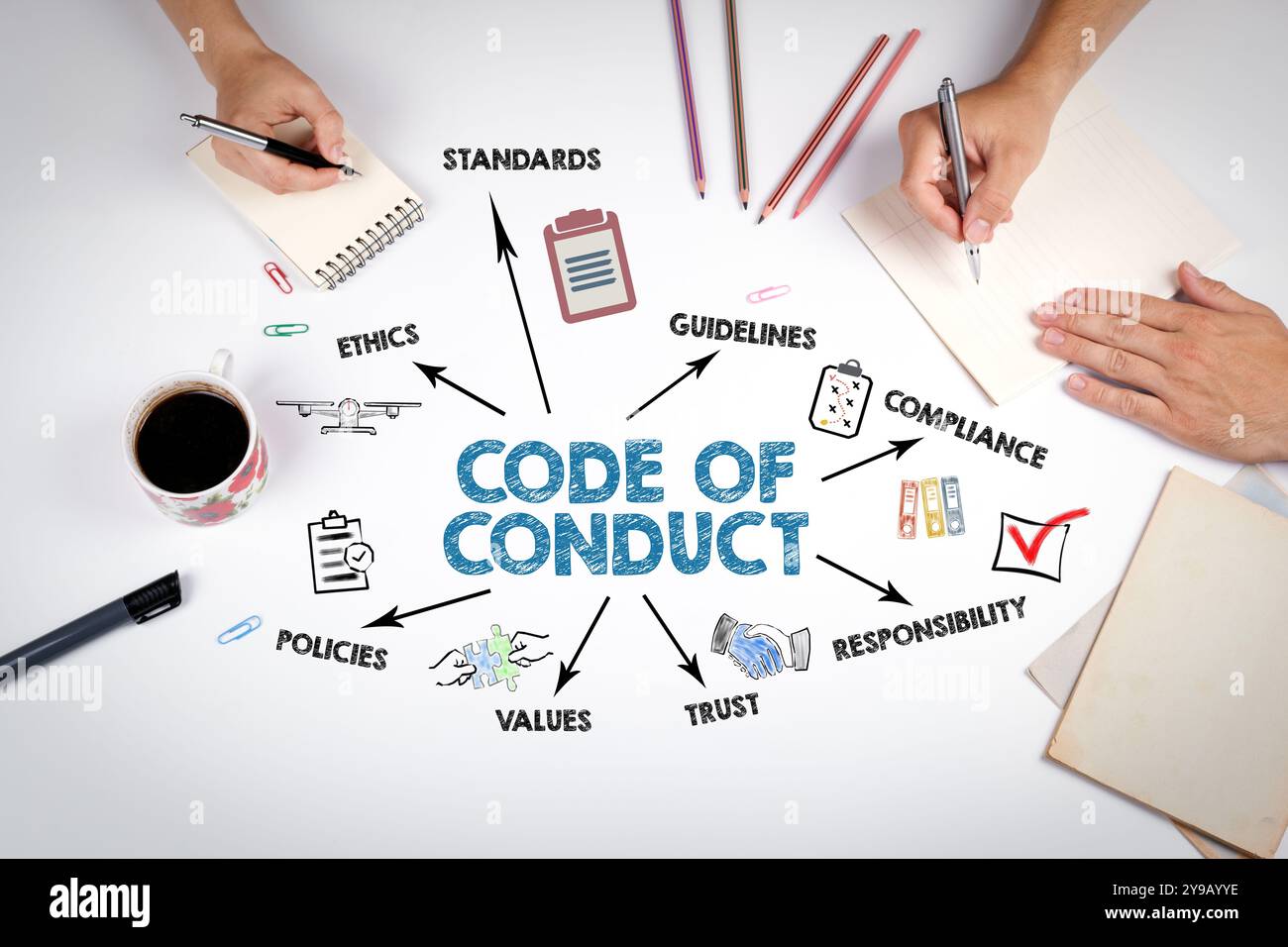 Code of Conduct Concept. The meeting at the white office table Stock ...