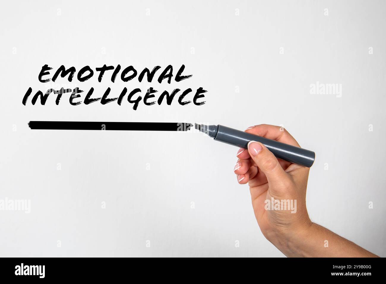 Emotional Intelligence. Woman hand writing on virtual screen Stock ...