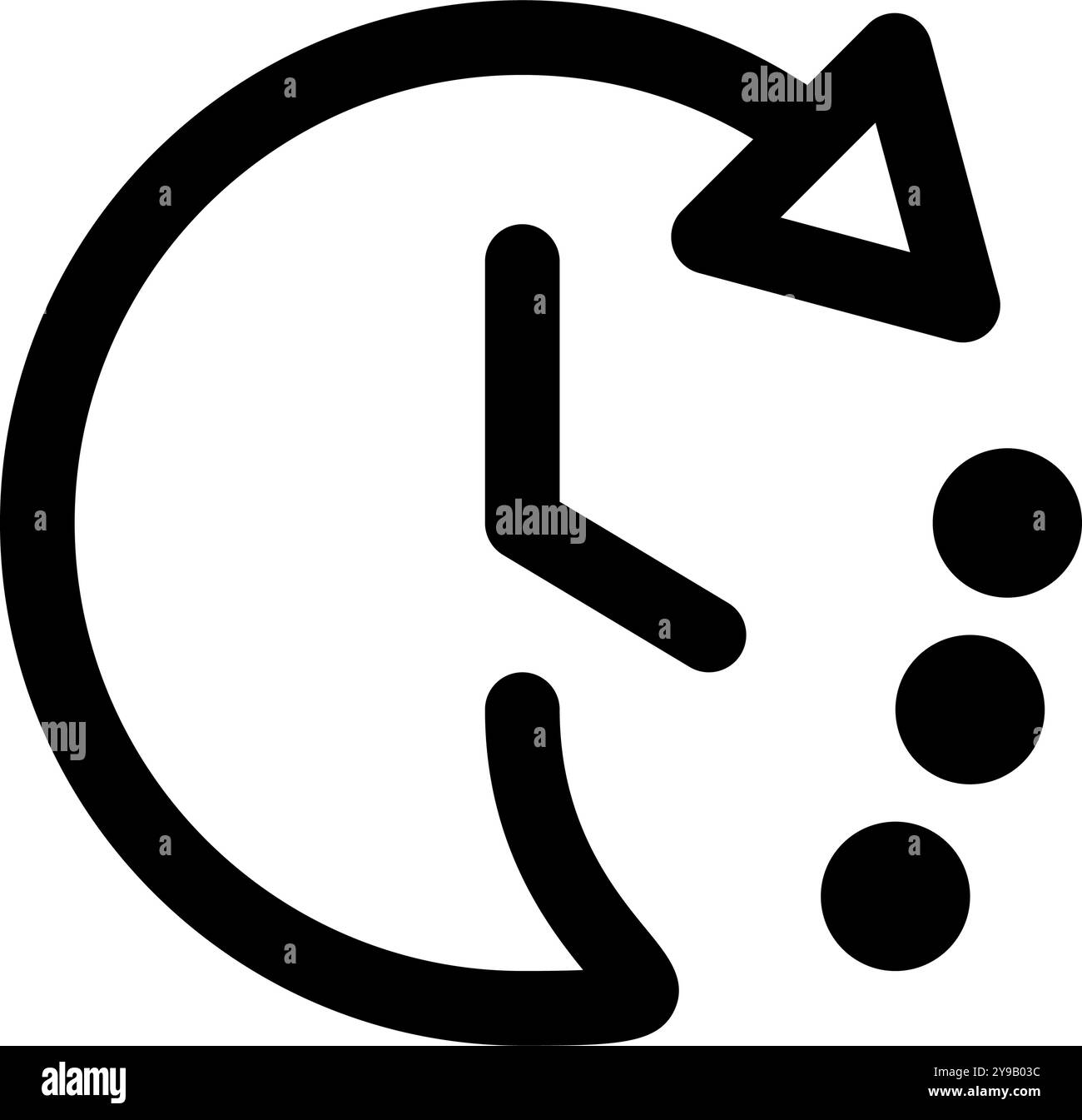 Time Clock Icon Vector. Style is contour symbol, black color, rounded ...