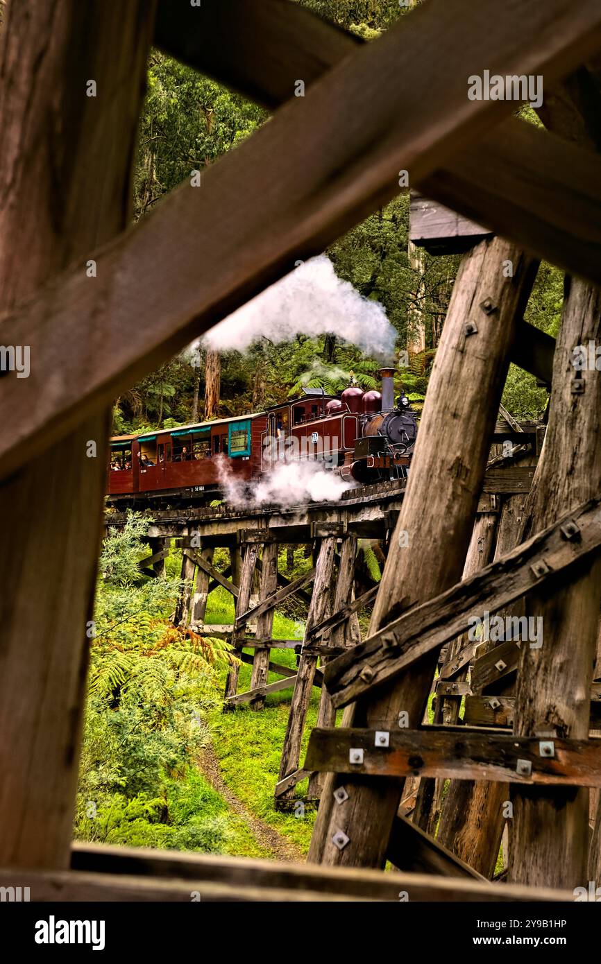 Puffing Billy Passenger Carriages crossing the Trestle Bridge built in ...
