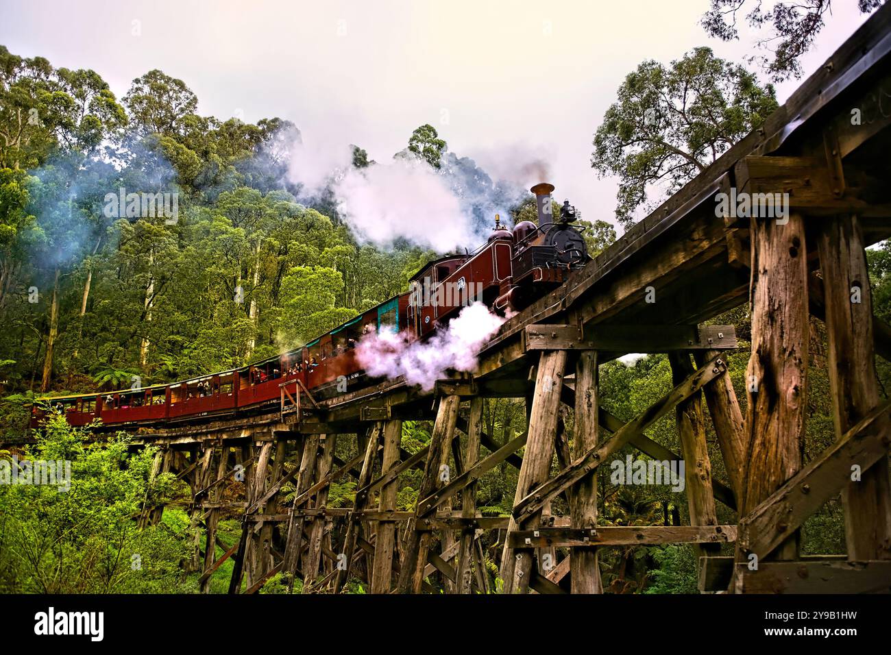Puffing Billy Passenger Carriages crossing the Trestle Bridge built in ...