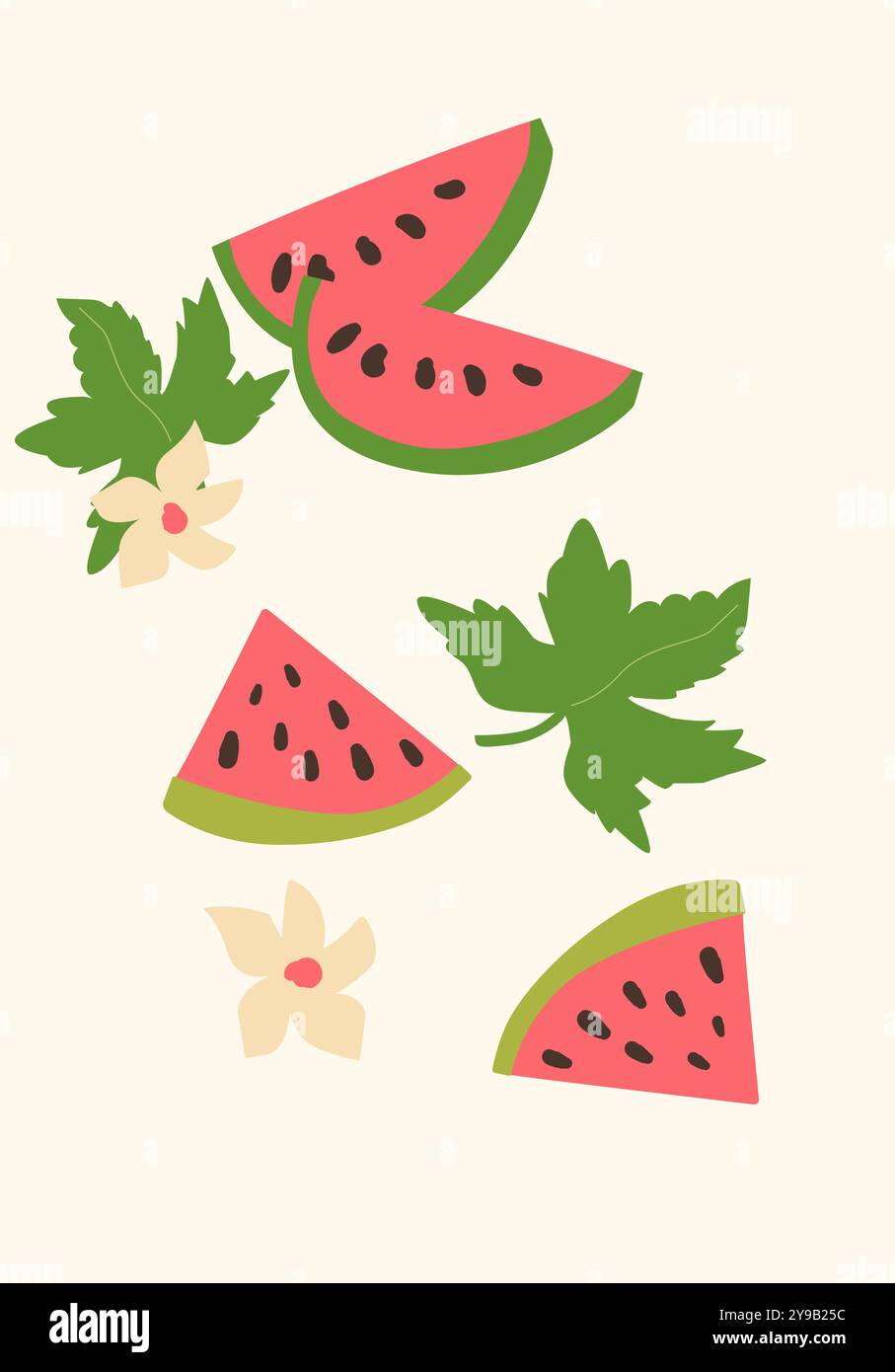 Abstract vertical fruit poster, vector flat illustration. Summer or ...