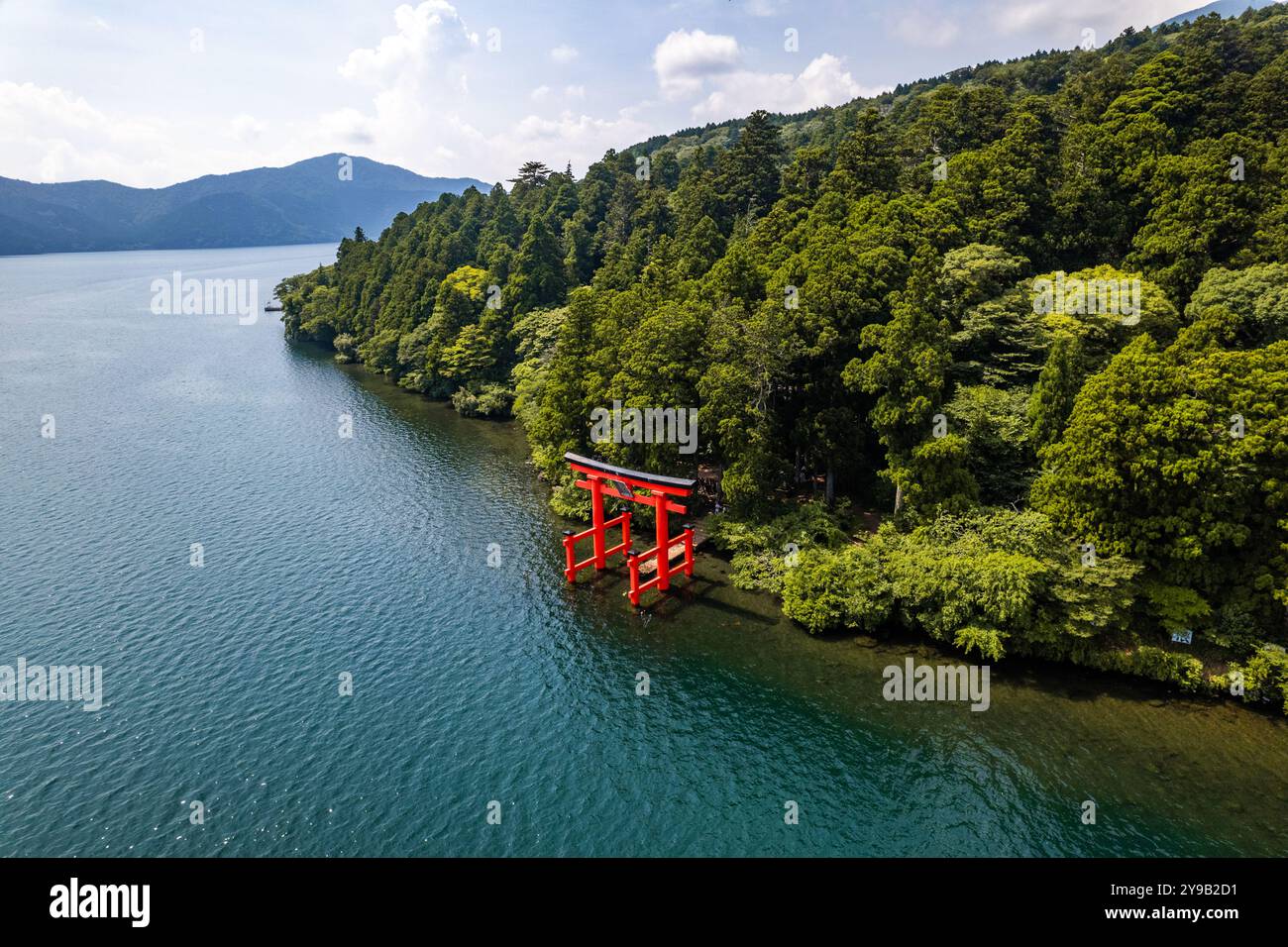 Aerial view of Hakone lake shrine, in Japan Stock Photo - Alamy