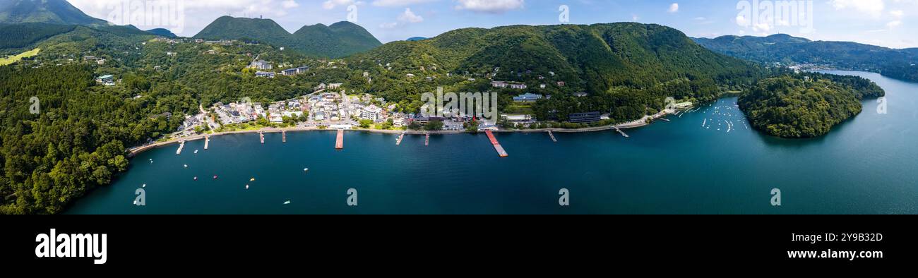Aerial view of Hakone lake shrine, in Japan Stock Photo - Alamy
