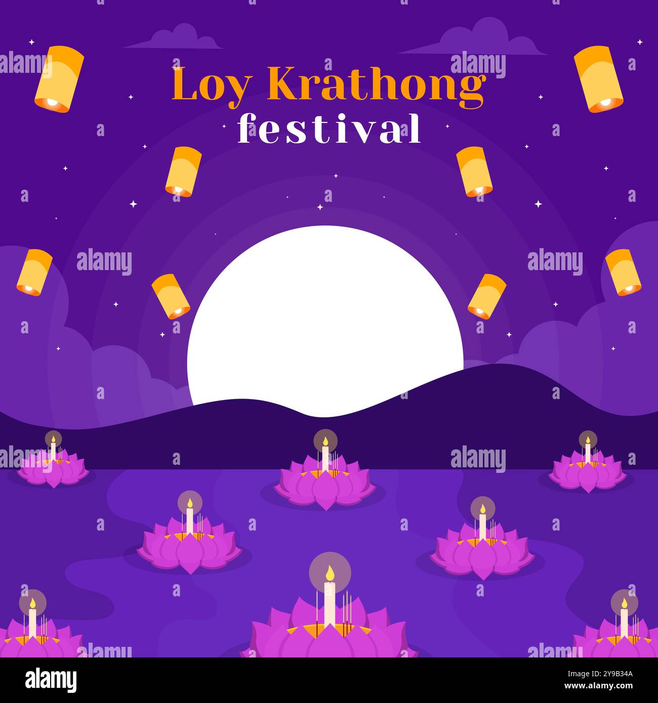 loy krathong festival celebrate illustration design Stock Vector Image ...