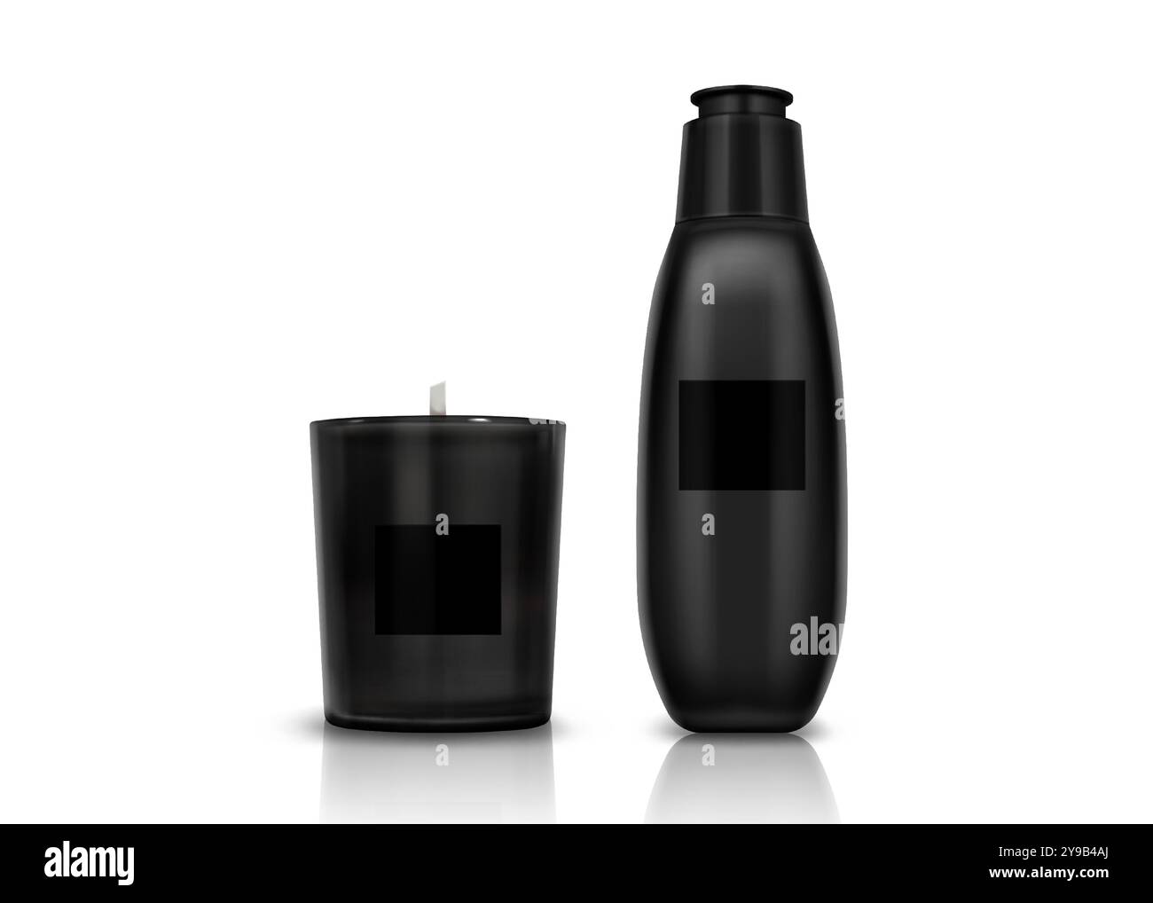 Aroma candle and cosmetic bottle mockup isolated on white background ...
