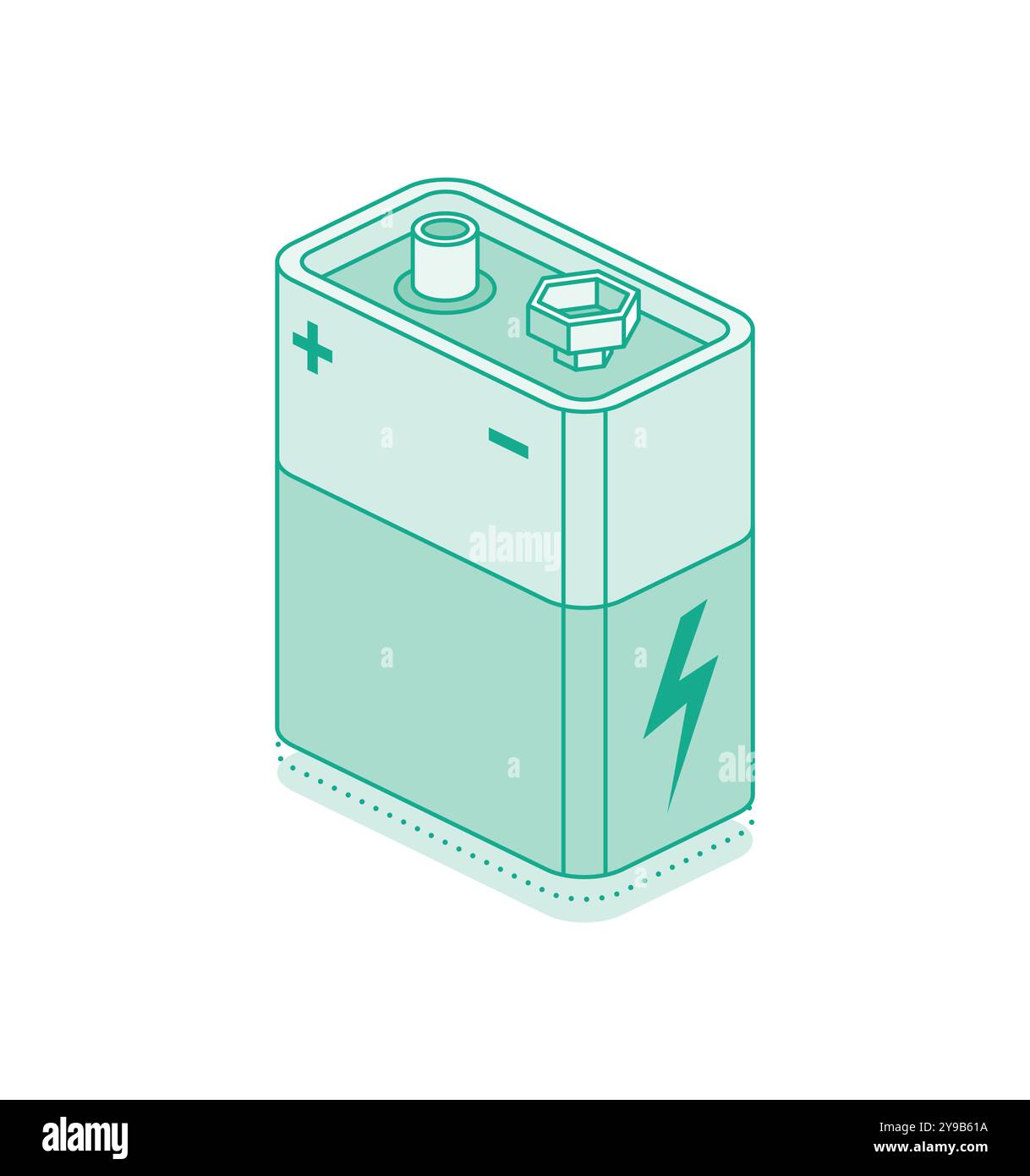 Isometric 9V battery isolated on white background. Vector illustration ...