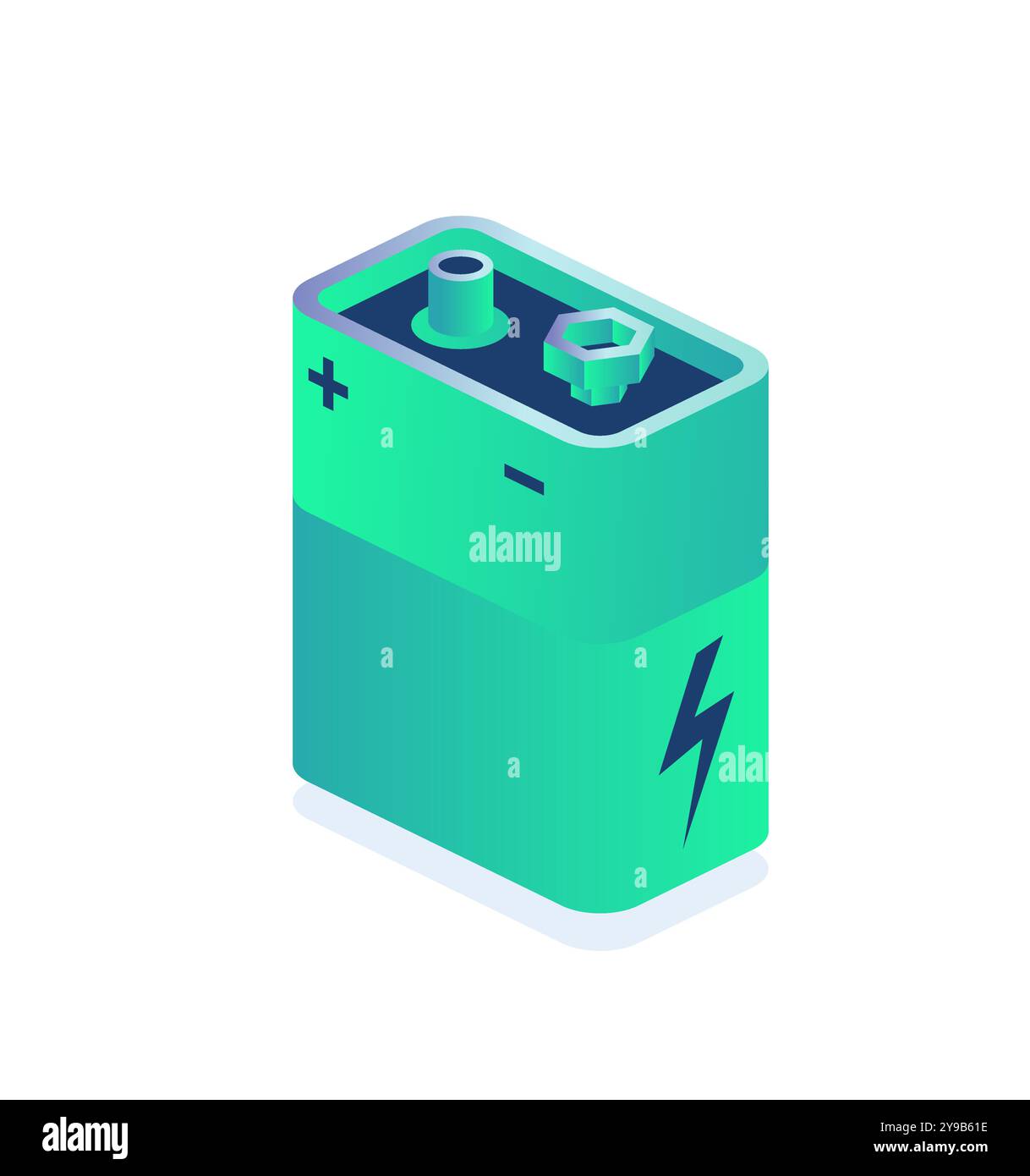 Isometric 9V battery isolated on white background. Vector illustration ...