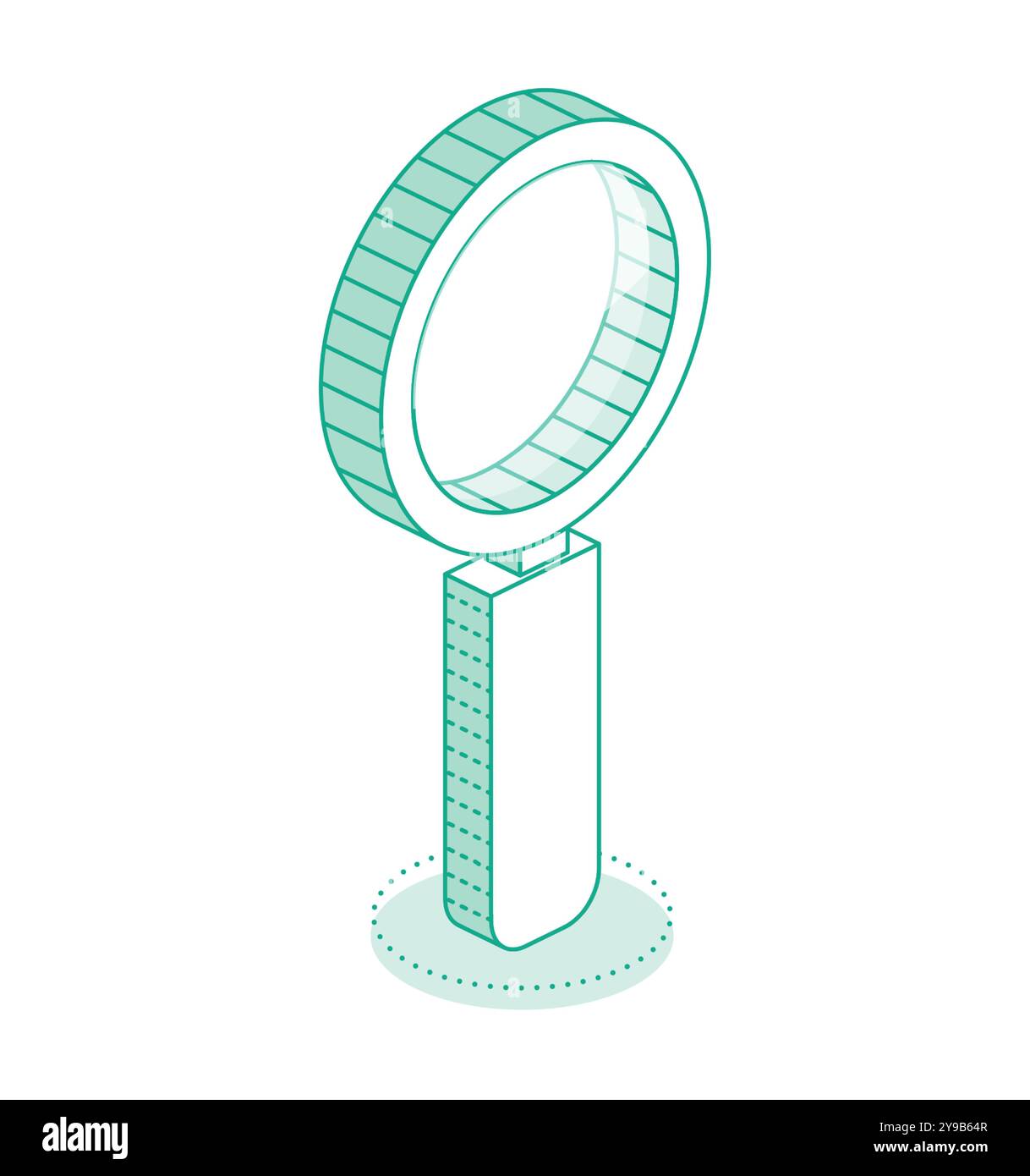 Magnifying glass isolated on white background. Isometric outline object ...