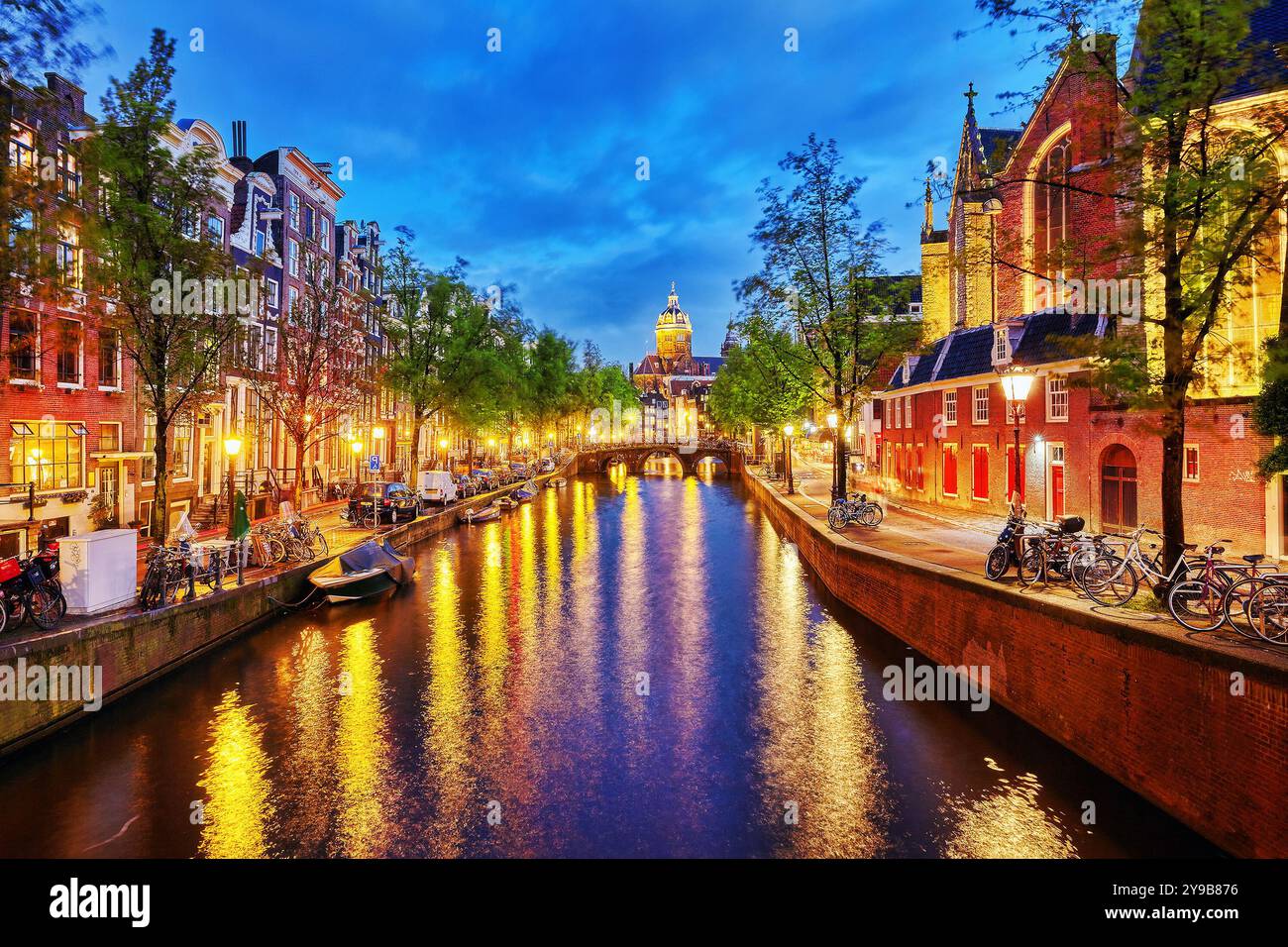 Westerkerk (Western Church), with water canal view in Amsterdam ...