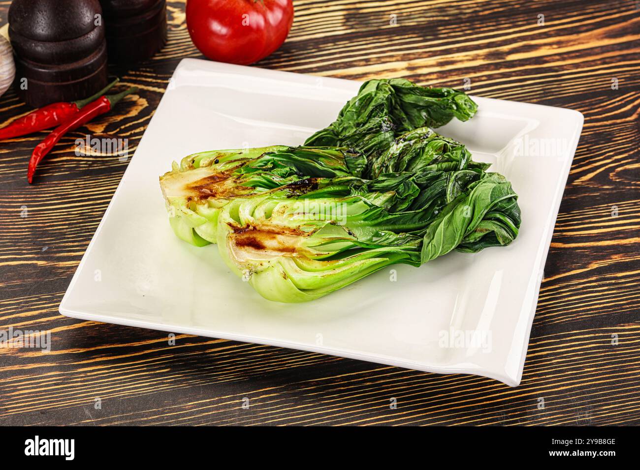 Asian grilled Pak Choy salad snack Stock Photo - Alamy