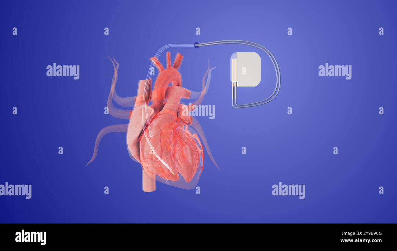 Artificial heartbeats in a cardiac pacemaker with heartbeat wave lines ...