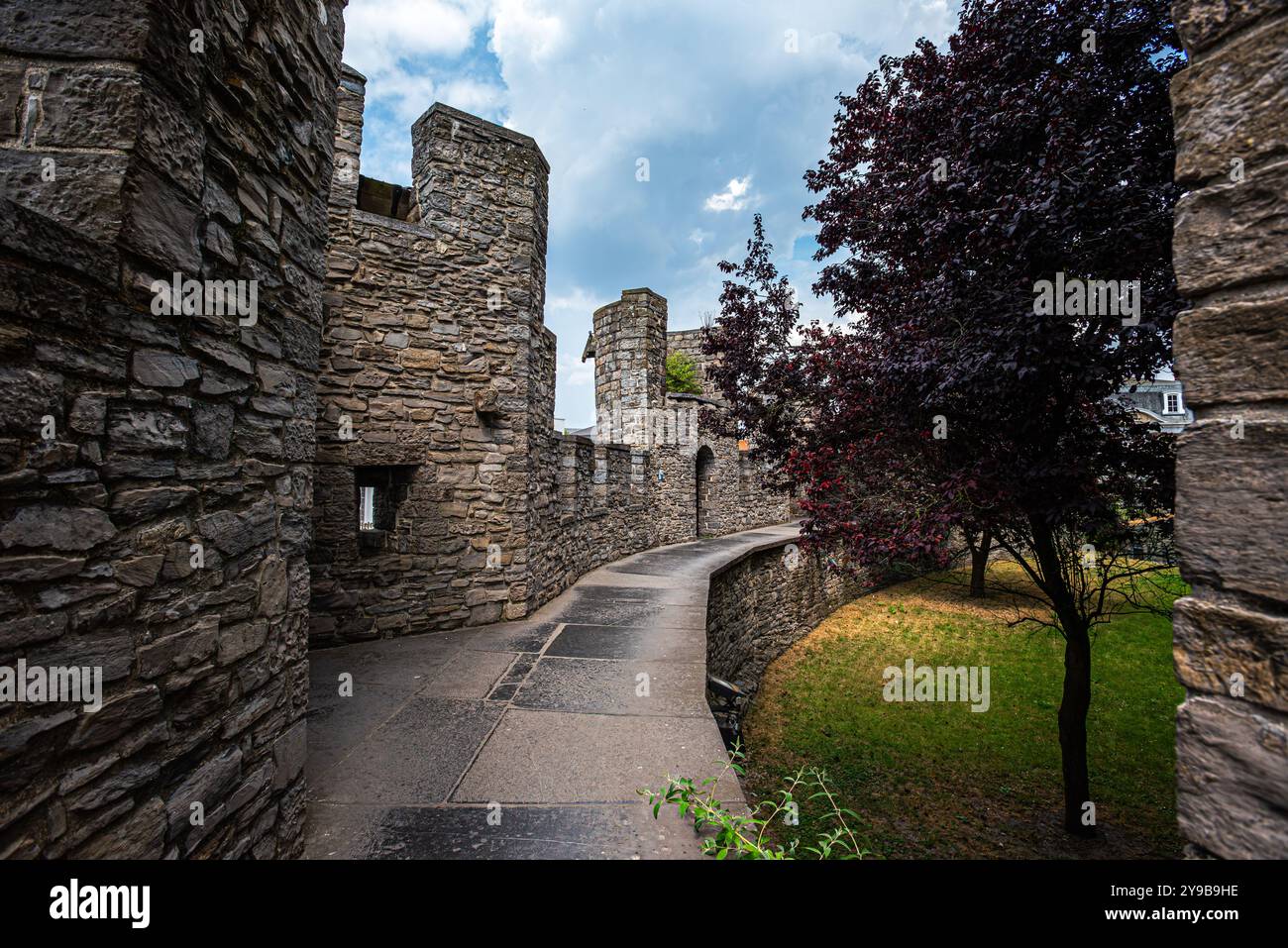 Curved Path Along the Walls of Gravensteen Castle - Ghent, Belgium ...