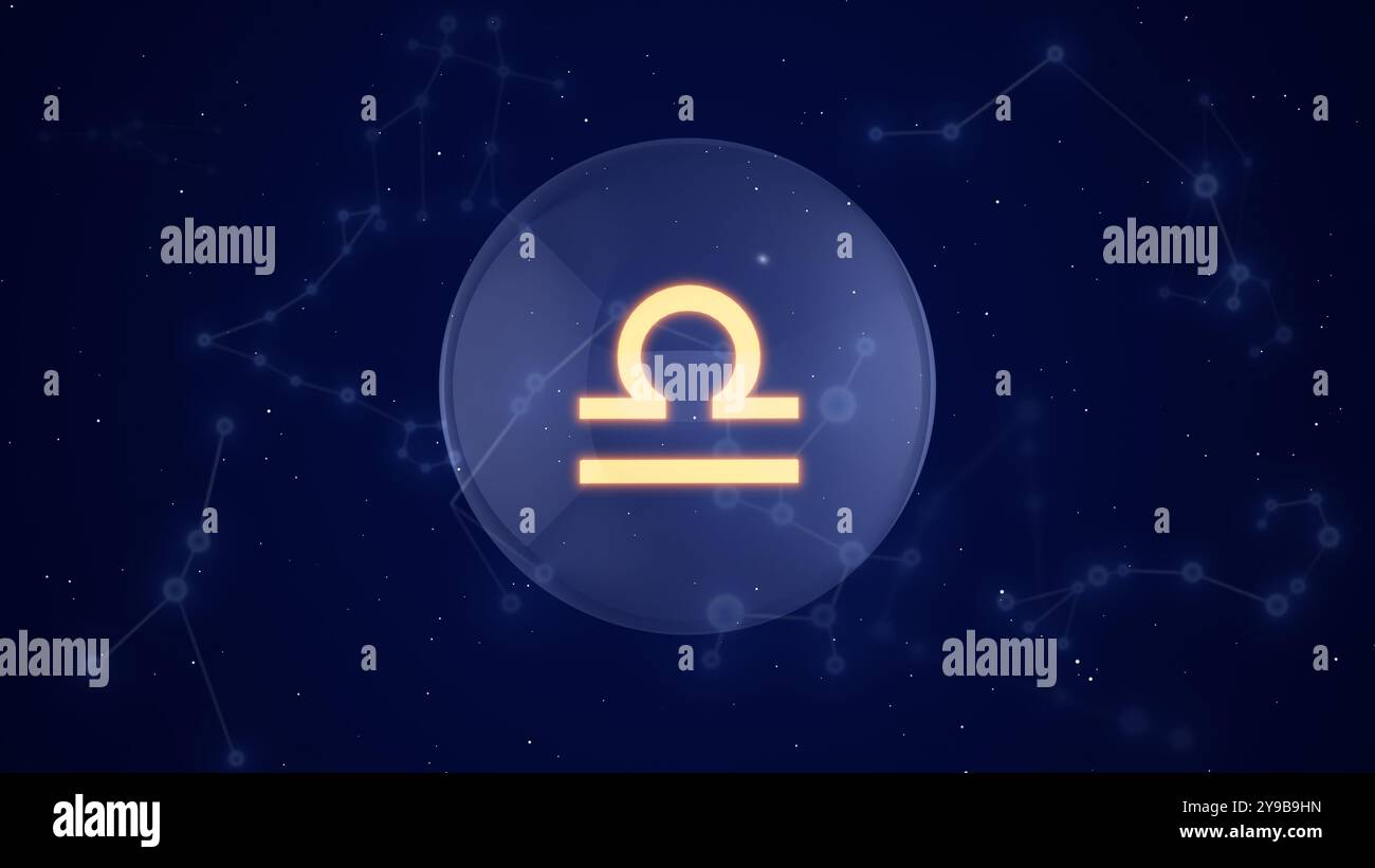 Libra Zodiac Sign with a Constellation Background Stock Photo - Alamy