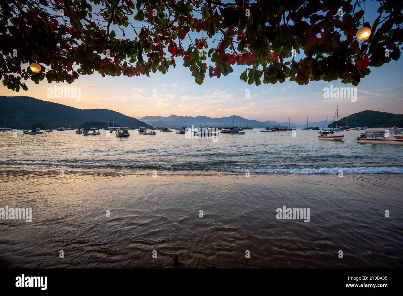 Boats at Sunset on a Tropical Island Beach - Rio de Janeiro State ...