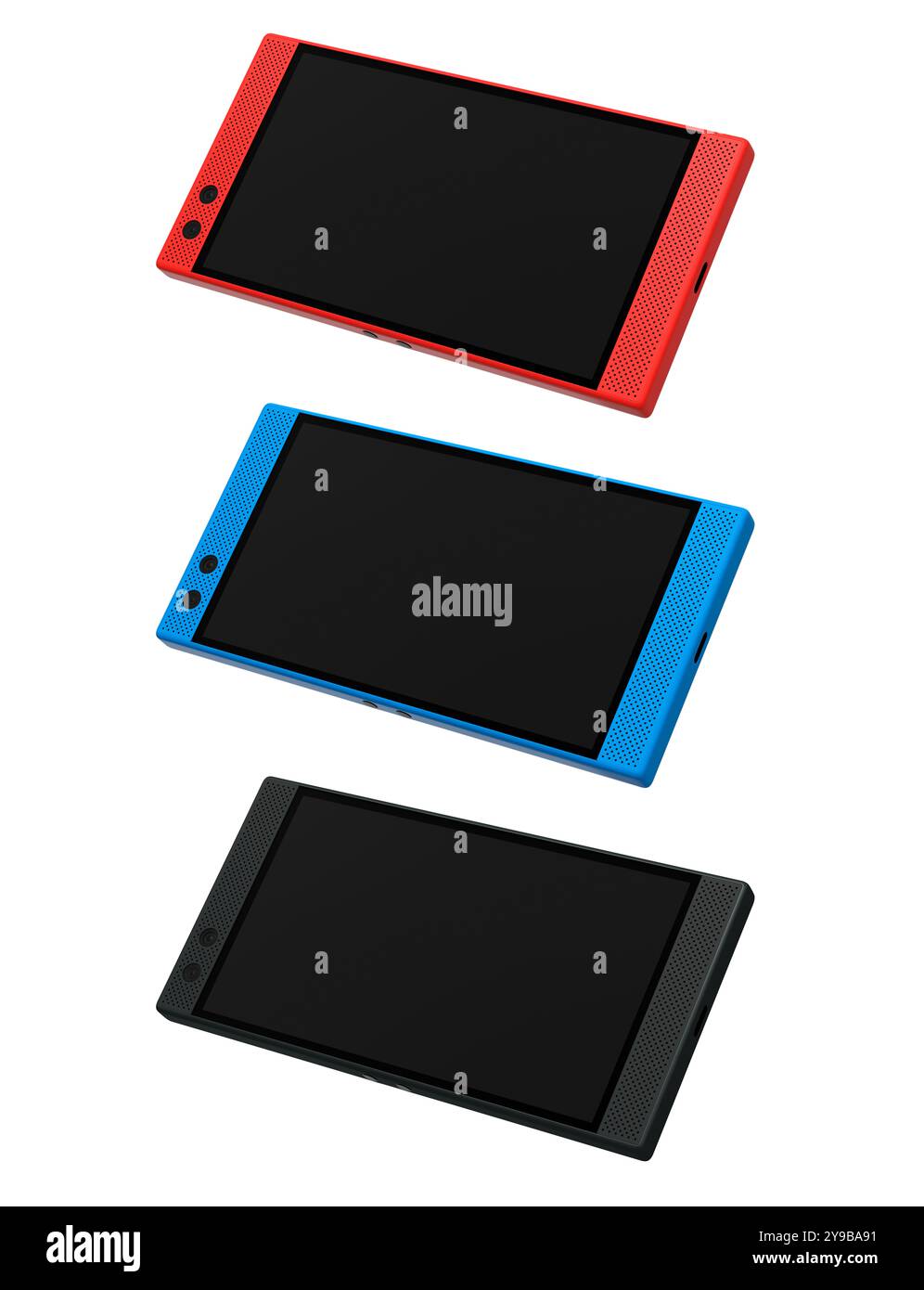 Set of smartphone's front and side views for tech previews and ...