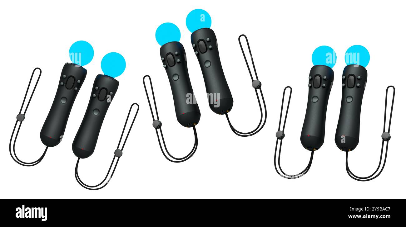 Virtual reality controllers for online gaming isolated on white ...