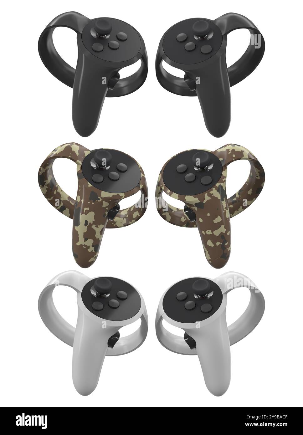 Virtual reality controllers for online gaming isolated on white ...