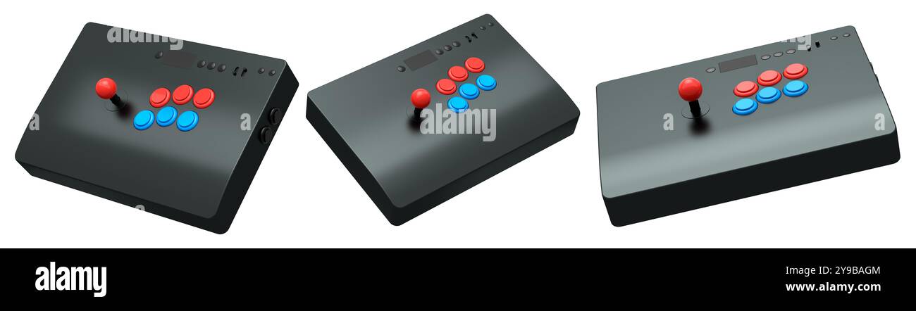 A set of arcade joysticks on isolated on white background with clipping ...