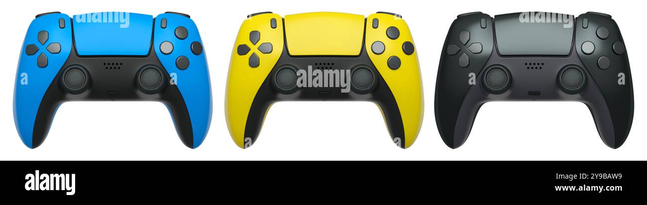 Collection of gaming controllers with different colors and designs for ...