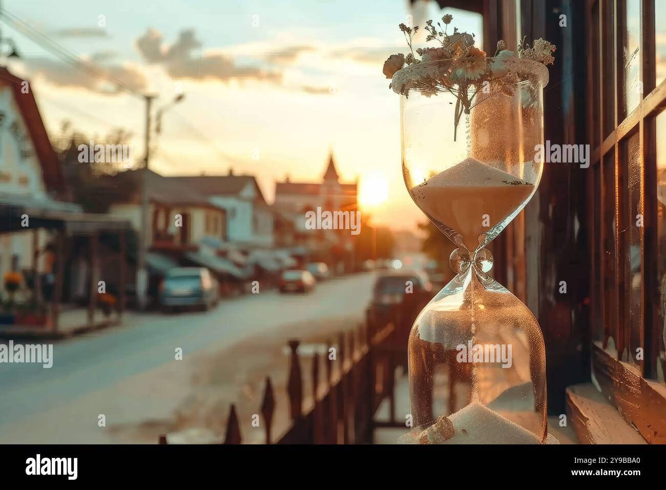 A stunning hourglass a storm of nature and village in contrast with a ...