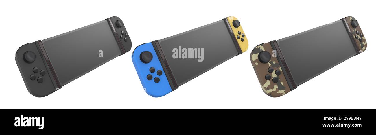 Realistic video game controllers console attached to mobile phone ...