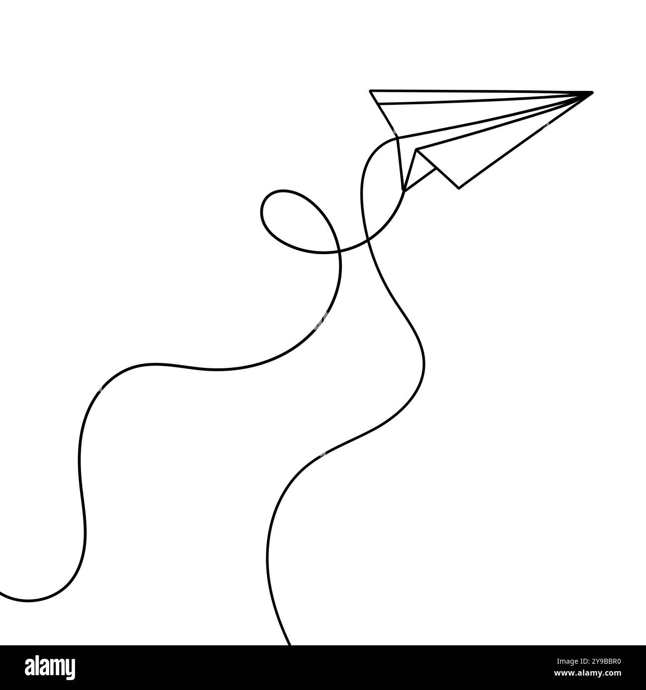 Continuous linear drawing of paper airplane. One line drawing paper ...