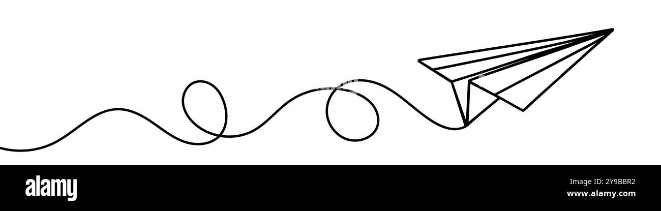 Continuous linear drawing of paper airplane. One line drawing paper ...