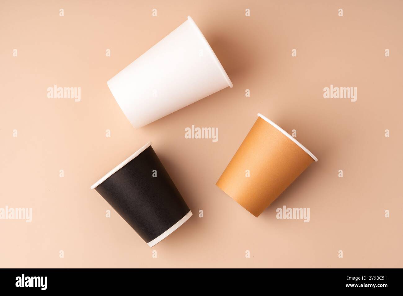 Paper cups stacked on a neutral background for a visually appealing ...