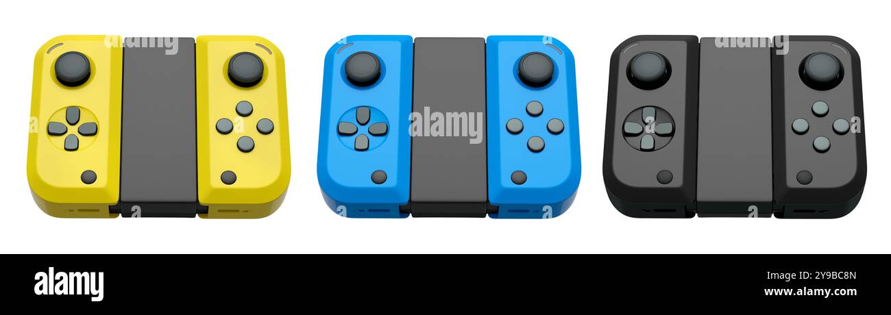 Realistic video game controllers console attached to mobile phone ...