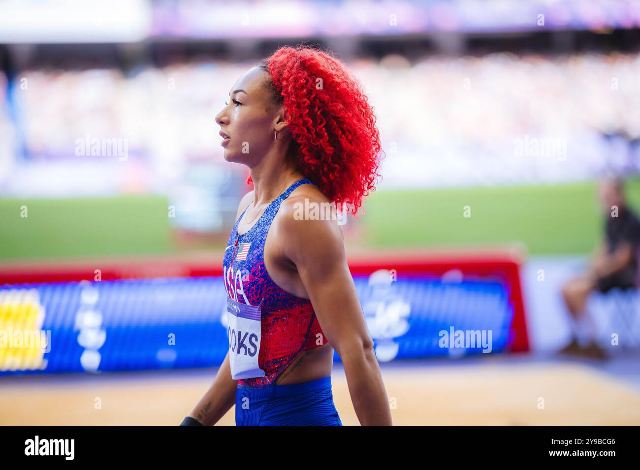 Taliyah Brooks participating in the long jump at the Paris 2024 Olympic ...