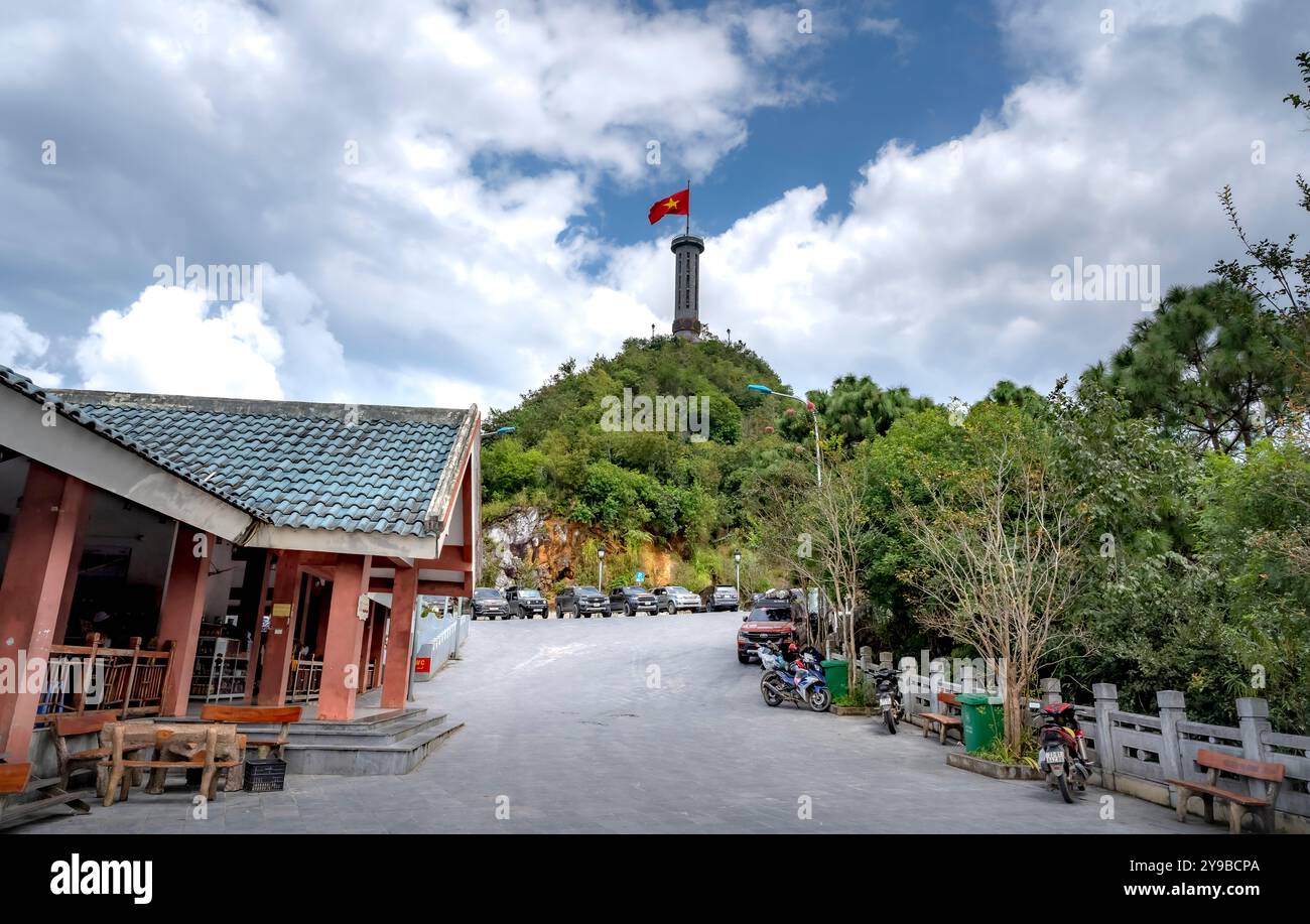 Lung Cu flag tower, the northernmost pole of Vietnam in Ha Giang. Lung Cu Flagpole, a monument ...