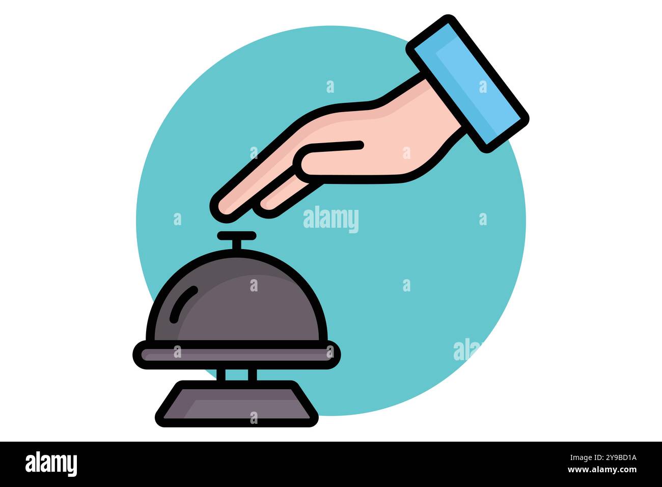 Desk bell icon. colored outline icon style. hand with bell. icon ...