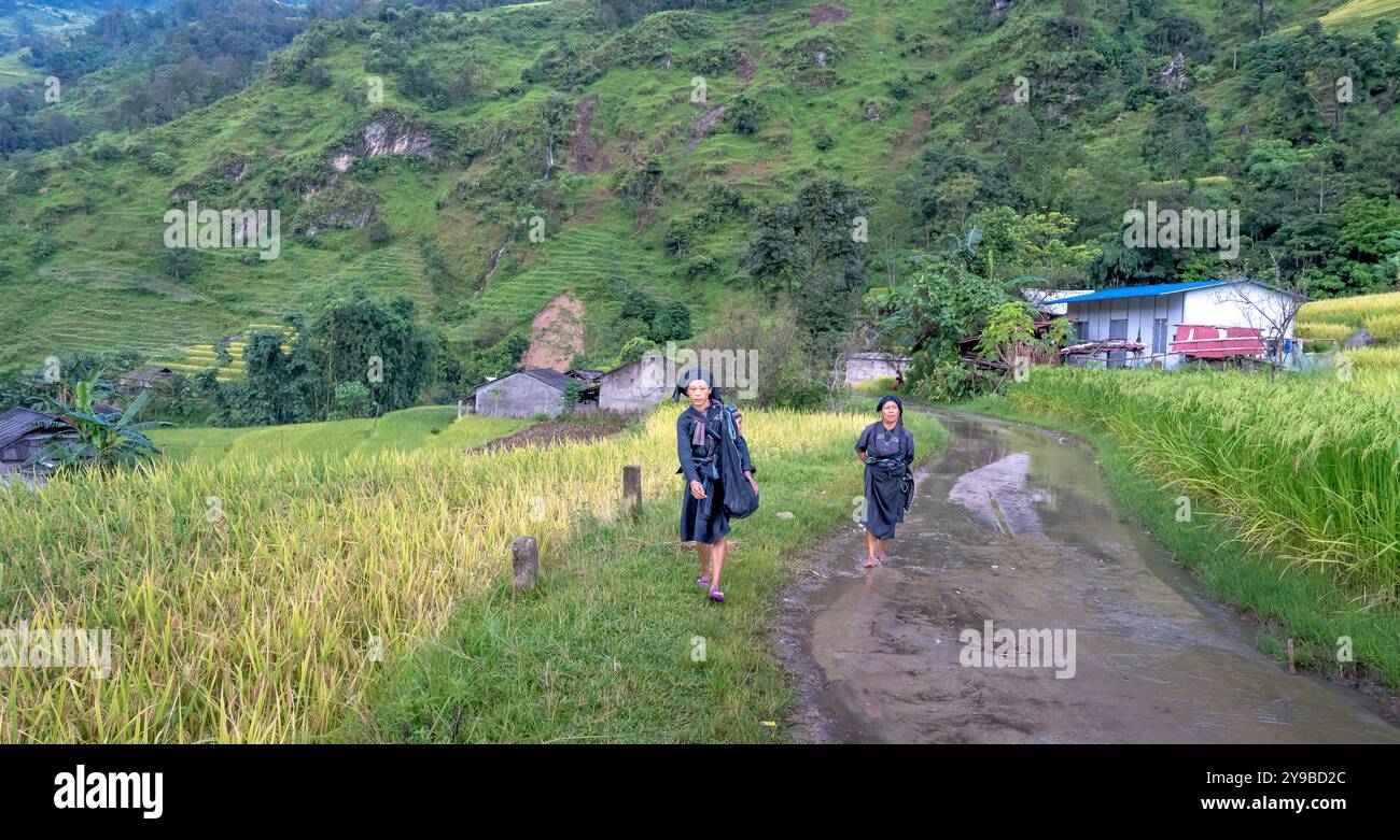Ban Phung, Hoang Su Phi, Ha Giang, Vietnam - September 16, 2024: Ethnic ...