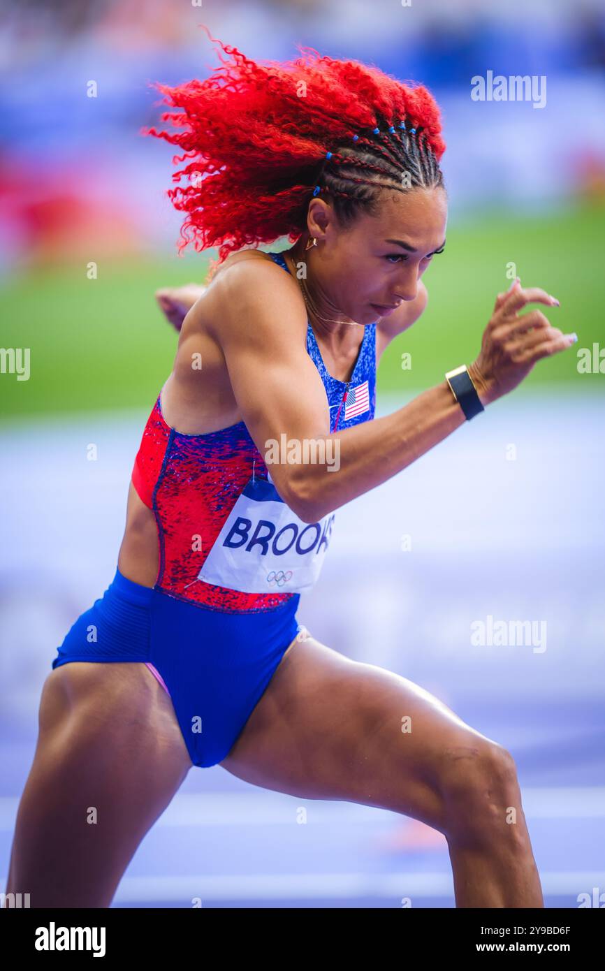 Taliyah Brooks participating in the long jump at the Paris 2024 Olympic Games Stock Photo - Alamy