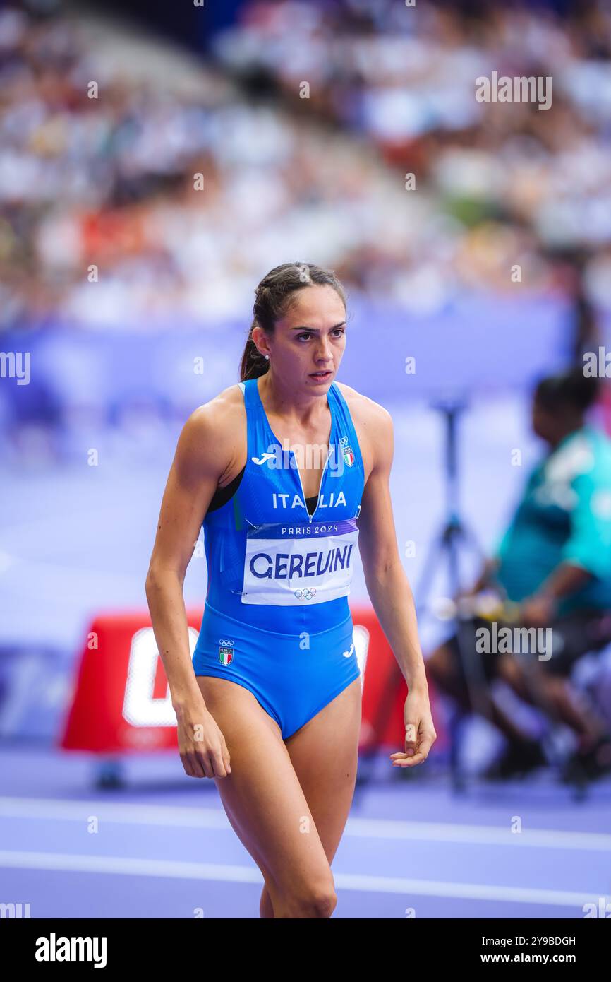 Sveva Gerevini participating in the long jump at the Paris 2024 Olympic ...