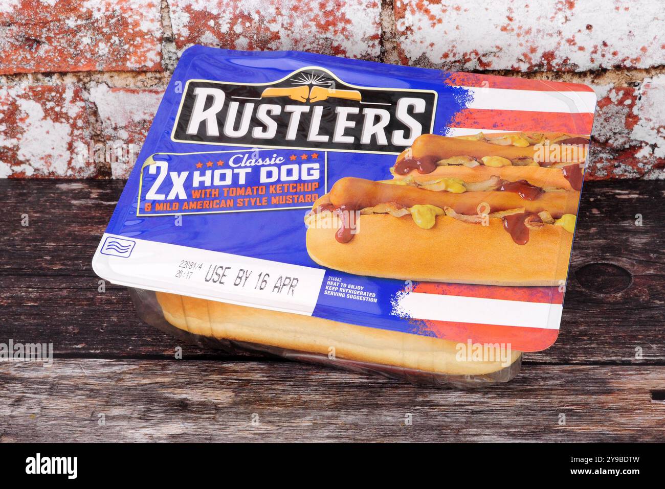Rustlers classic microwave hot dogs with tomato ketchup and mild ...