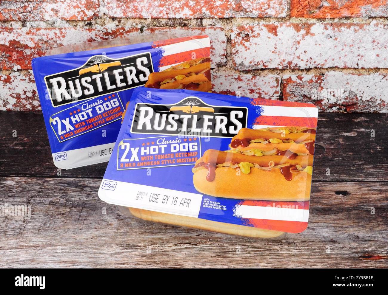 Rustlers classic microwave hot dogs with tomato ketchup and mild ...