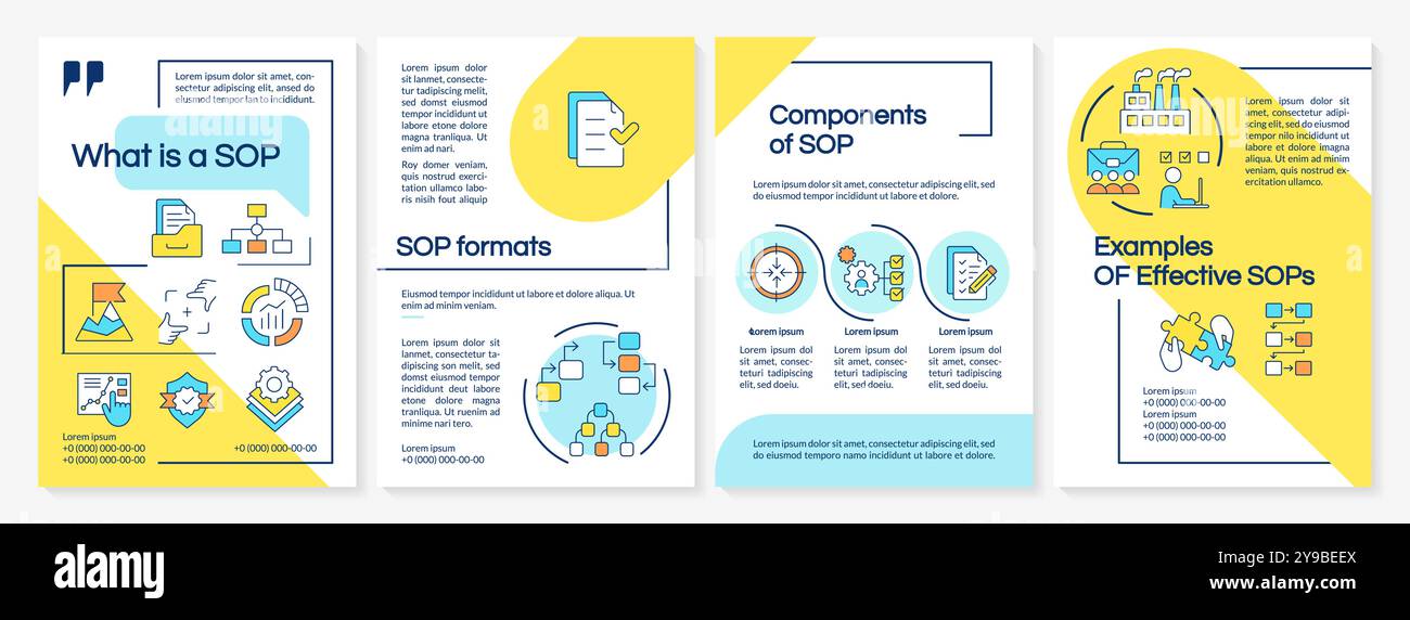 Standard operating procedure blue and yellow brochure template Stock ...