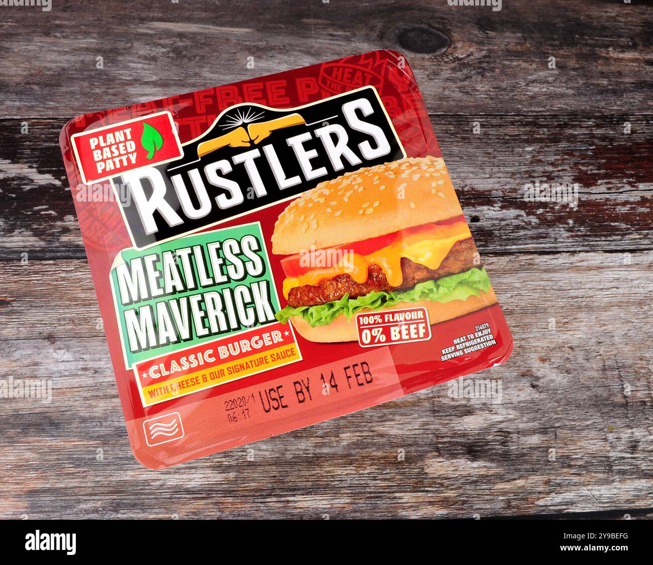 Rustlers meat free maverick burger formed from pea protein microwave ...