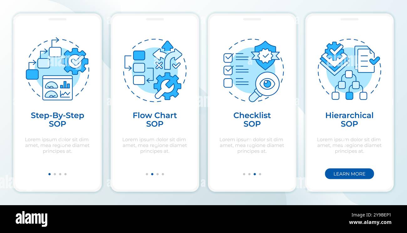 Types of sop blue onboarding mobile app screen Stock Vector Image & Art - Alamy