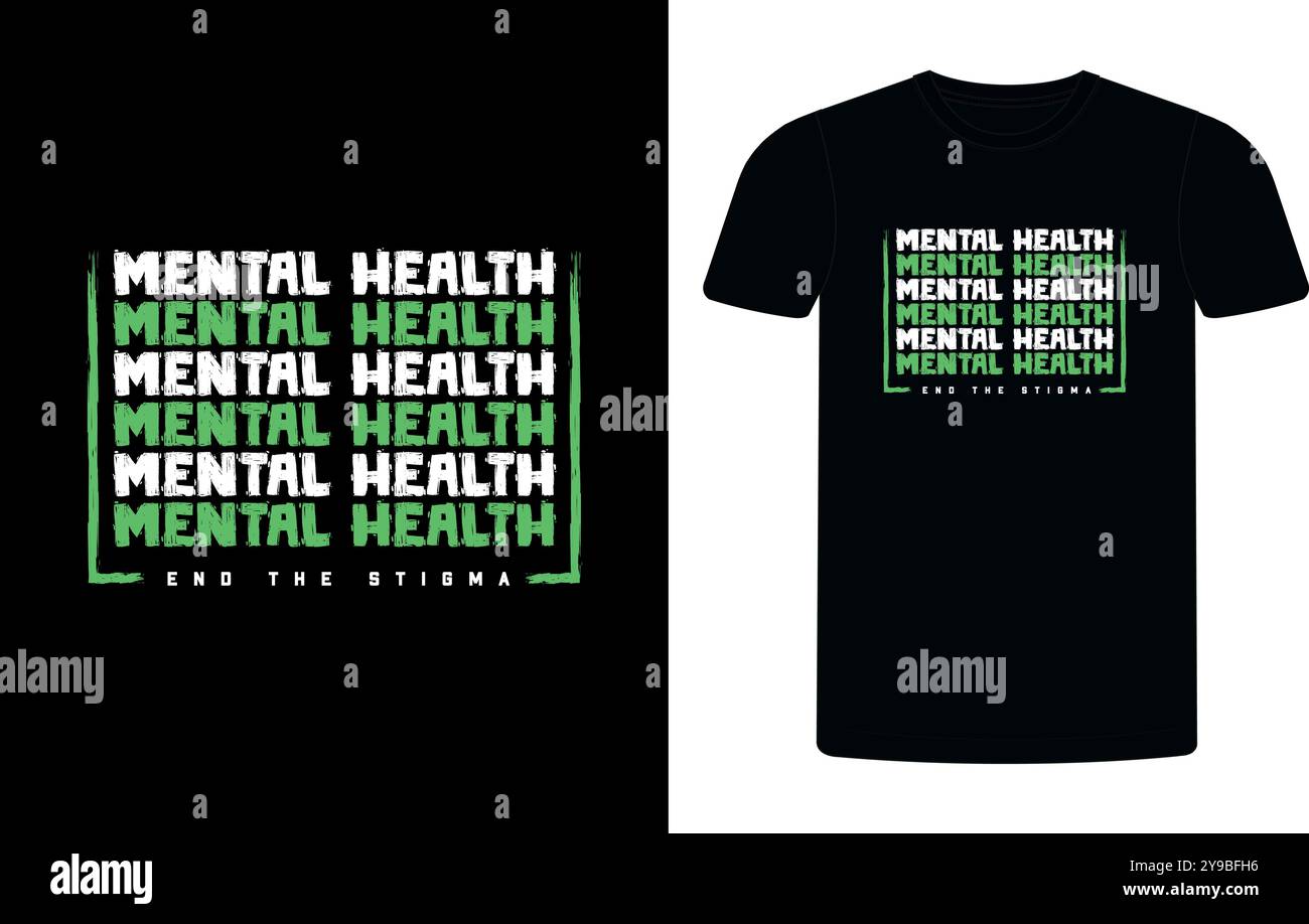 Break the stigma t-shirt design, Mental Health Awareness Green Ribbon t ...