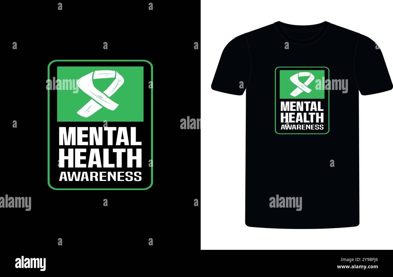 Break the stigma t-shirt design, Mental Health Awareness Green Ribbon t ...