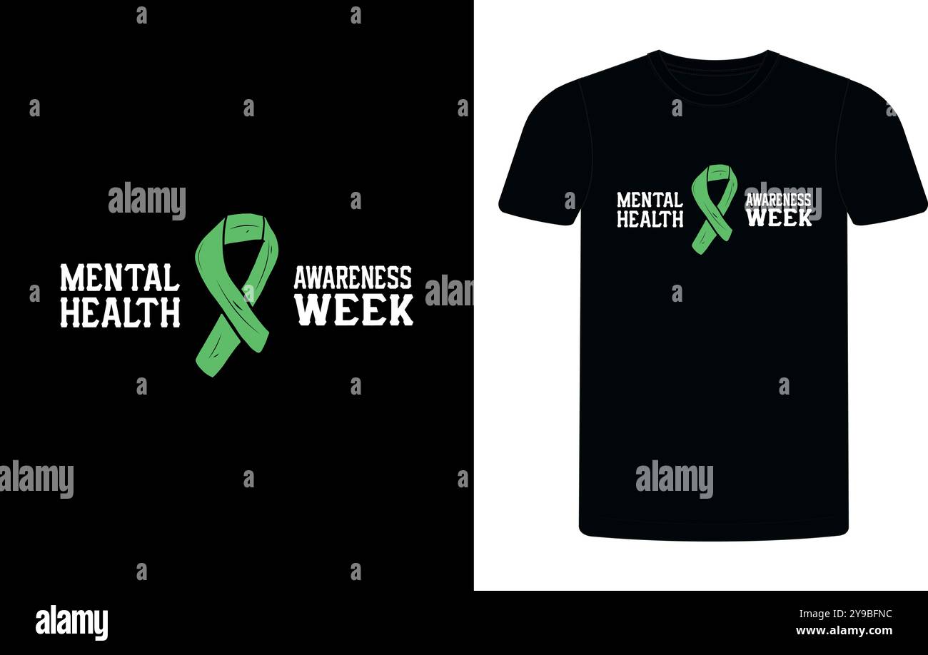 Break the stigma t-shirt design, Mental Health Awareness Green Ribbon t ...
