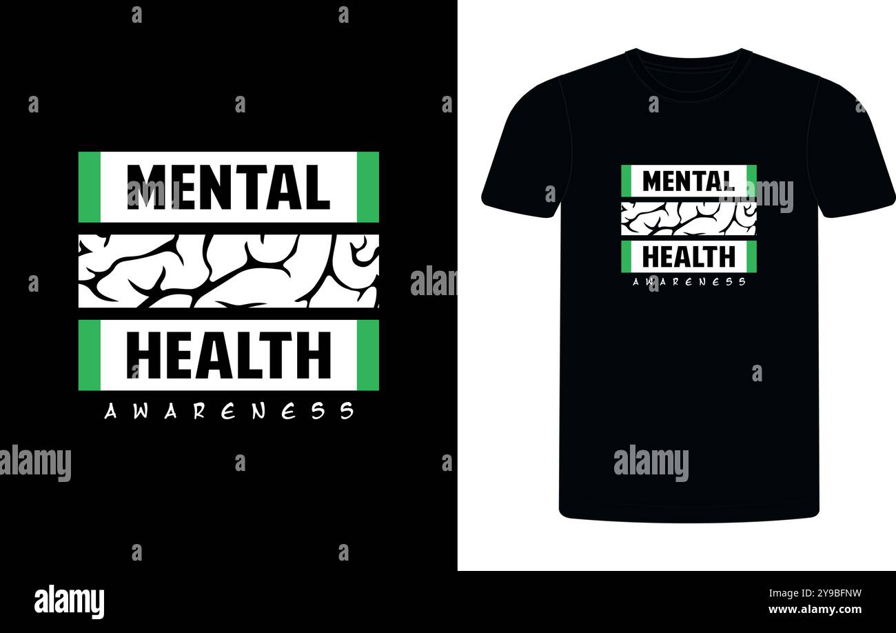 Break the stigma t-shirt design, Mental Health Awareness Green Ribbon t ...